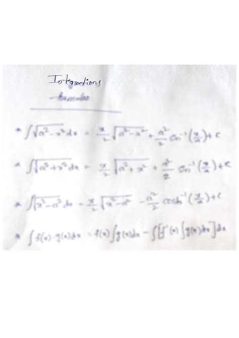 SOLUTION Integration Formulas Studypool