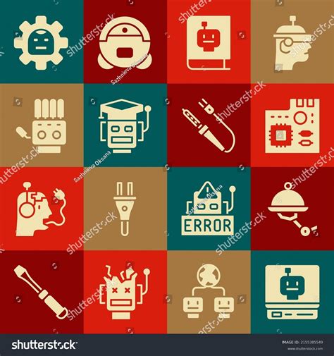 Set Robot Waiter Robot Motherboard Digital Stock Vector Royalty Free 2155385549 Shutterstock