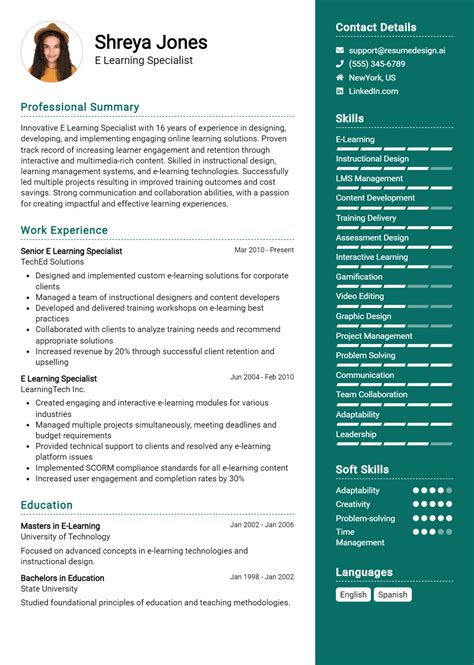 14 E Learning Specialist Resume Examples And Templates For 2025 Resumedesign Ai