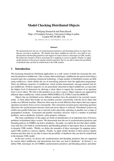 Pdf Model Checking Distributed Objects