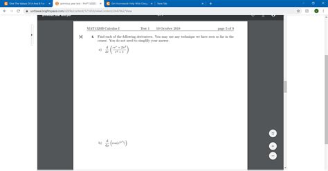 Solved C Give The Values Of A And B For C Get Homework Help