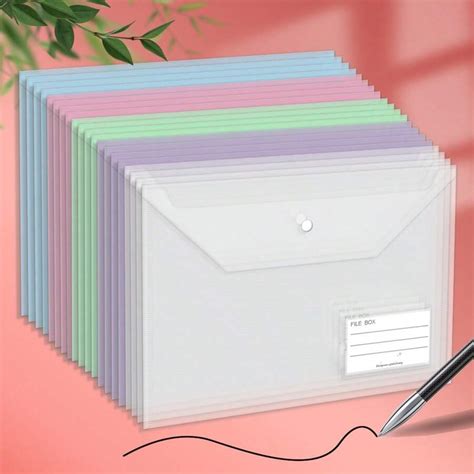 A Clear Plastic Thick File Folder Large Capacity With Buttons Document Organizer Bag For