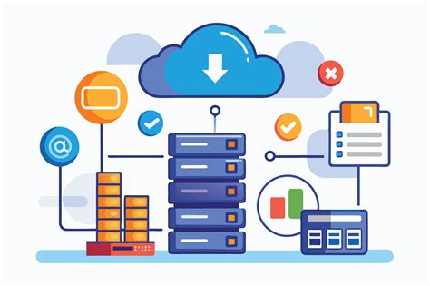 illustration depicting a cloud based server management system with
