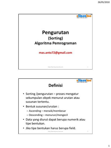 PDF Pengurutan Sorting Algoritma Pemrograman PDF File Tiga Algoritma Sorting
