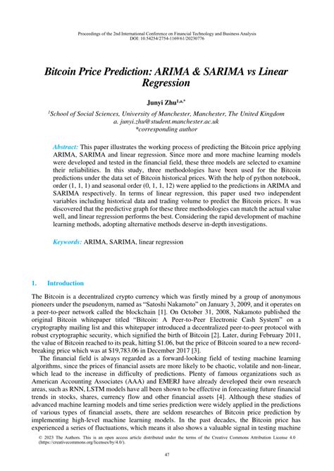 Pdf Bitcoin Price Prediction Arima And Sarima Vs Linear Regression