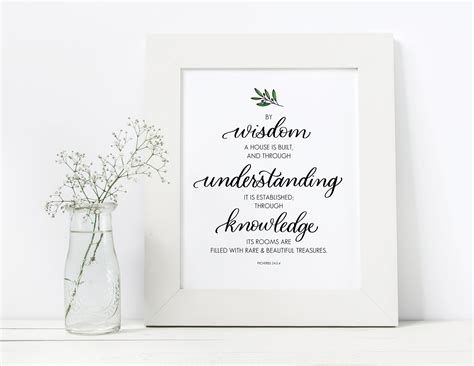 Proverbs 24 3 4 Print Printable Bible Verse Wisdom Quote Print