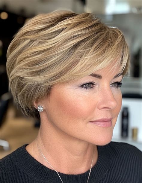 Soft Layered Pixie Bob With Side Swept Bangs For Women Over 50