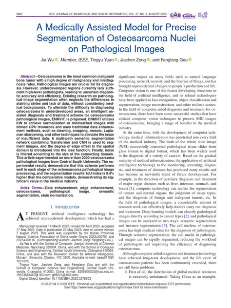 A Medically Assisted Model For Precise Segmentation Of Osteosarcoma Nuclei On P Pdf Image