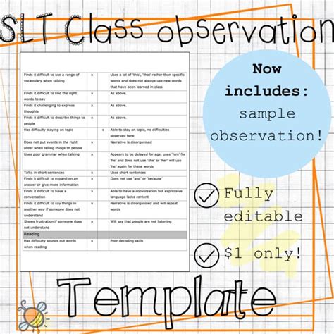 Speech And Language Classroom Observation Form Celf Observational Rating Scale