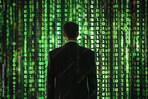 Programmer Facing A Data Flow Green Digits Data Science Concept