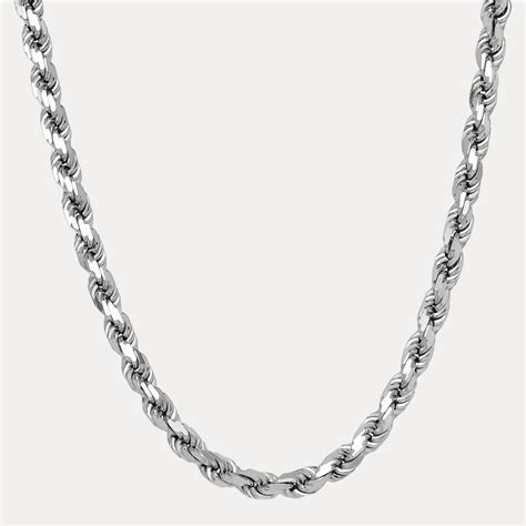 925 Mens Sterling Silver Rope Chain Silver Rope Chain Necklace For