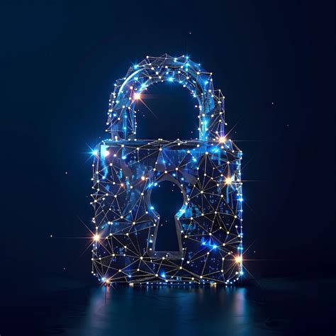 Futuristic Digital Lock Symbol In Glowing Blue Premium Ai Generated Image