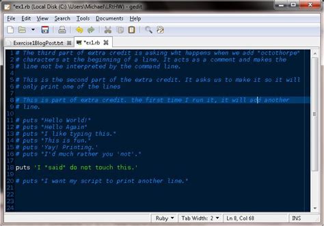 Testhead Exercise 1 A Good First Program Learn Ruby The Hard Way