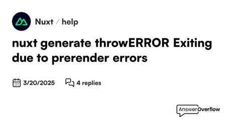 Nuxt Generate Throwerror Exiting Due To Prerender Errors Nuxt