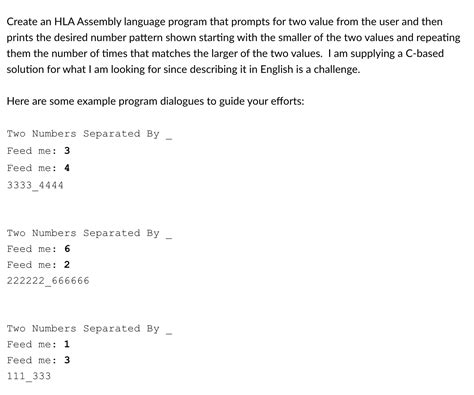 Solved Create An Hla Assembly Language Program That Prompts