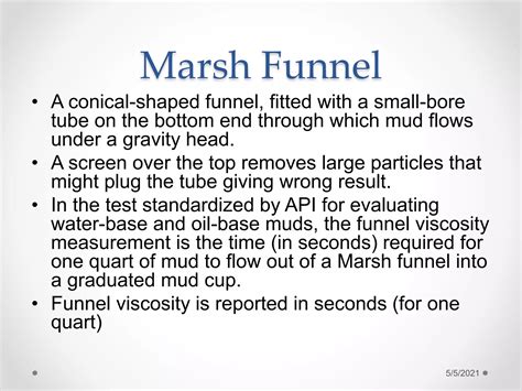 Lab 3 Measurement Of The Viscosity Of Drilling Mud Using Marsh Funnel Pptx