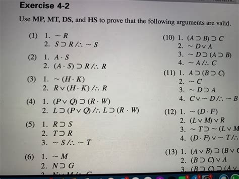 solved exercise 4 2 use mp mt ds and hs to prove that the