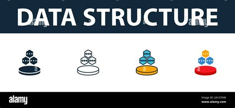 Data Structure Icon Set Four Simple Symbols In Diferent Styles From Web Hosting Icons