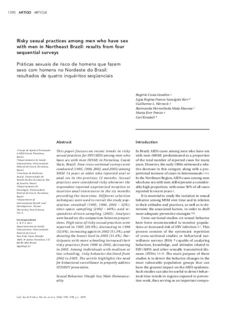 Pdf Risky Sexual Practices Among Men Who Have Sex With Men In