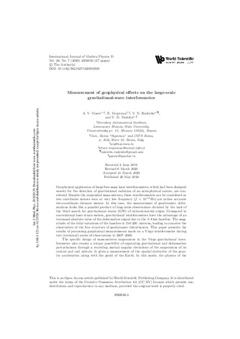 Pdf Measurement Of Geophysical Effects On The Large Scale Gravitational Wave Interferometer