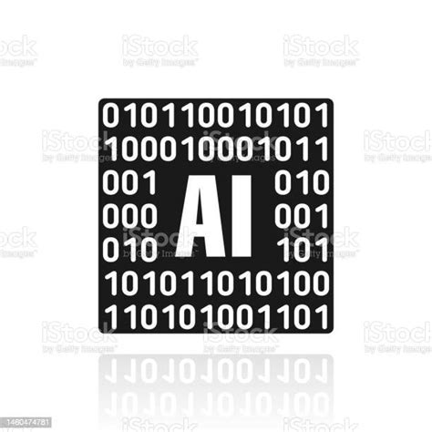 Artificial Intelligence Ai With Binary Code Icon With Reflection On