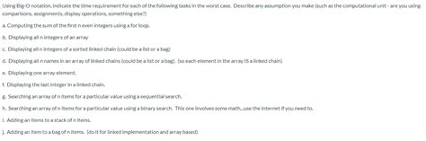 solved using big o notation indicate the time requirement
