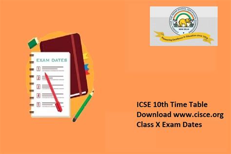 ICSE Th Time Table Download Cisce Org Class X Exam Dates
