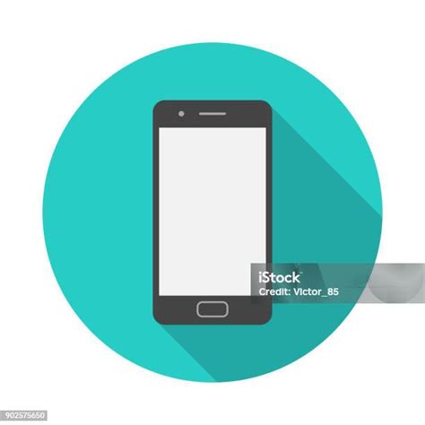 휴대 전화 긴 그림자에 있는 원형 아이콘입니다 평면 디자인 스타일입니다 전화에 대한 스톡 벡터 아트 및 기타 이미지 전화 유색 배경 휴대전화 Istock