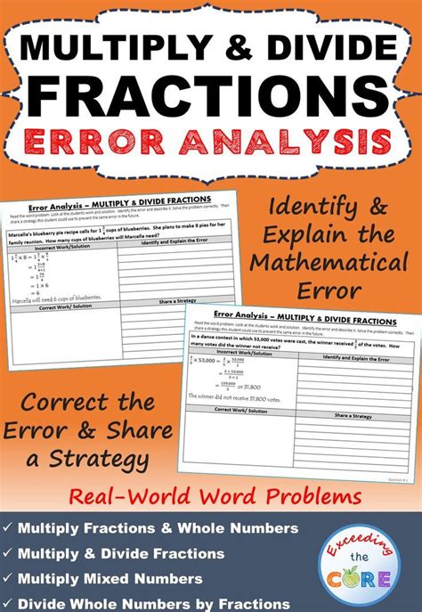 Multiply And Divide Fractions Word Problems Error Analysis Find The Error Fraction Word