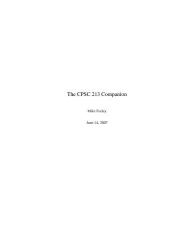 The Cpsc 213 Companion Ugradcsubcca