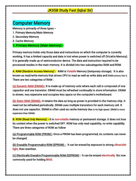 Lec 2 Computer Pdf Random Access Memory Computer Data Storage