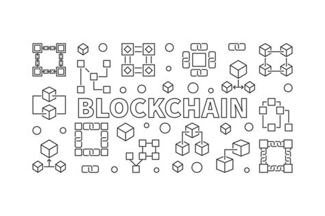 Premium Vector Blockchain Vector Horizontal Banner In Thin Line Style