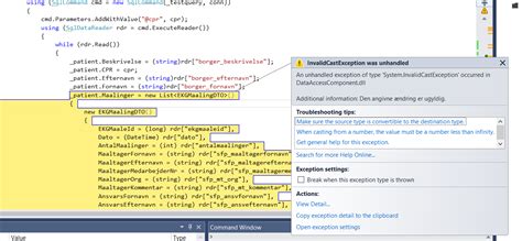 C Why Am I Getting An Invalidcastexception From Nvarchar To String