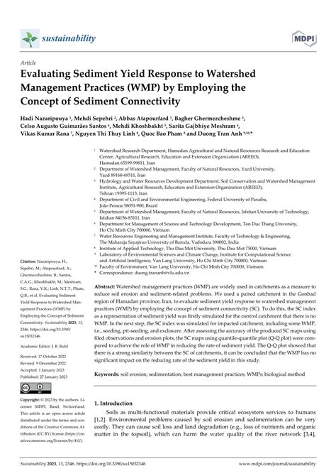 Pdf Evaluating Sediment Yield Response To Watershed Management