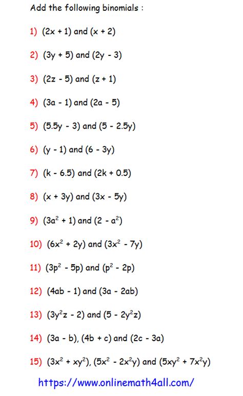 adding binomials