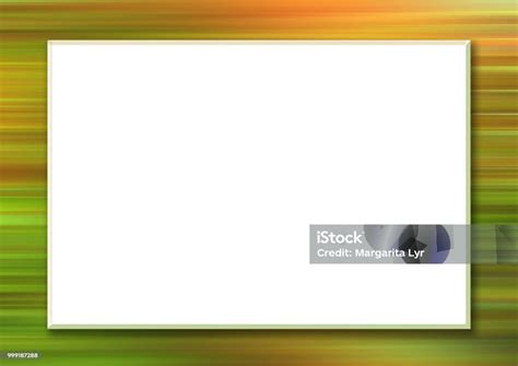 큰 흰색 사각형 화면 템플릿을 비웃는 다 추상 오렌지 녹색 가로 배경입니다 다 색된 줄무늬 테두리입니다 스크랩북 사진 앨범