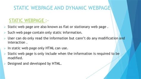 Static And Dynamic Webpagehtml And Dhtml