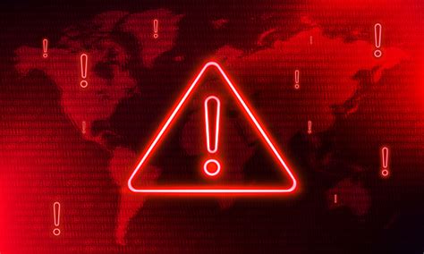Attention Danger Hacking Neon Symbol On Red Map Background Security Protection Malware Hack