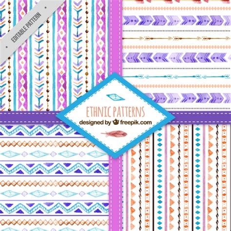 Premium Vector Ethnic Patterns Set Of Watercolor