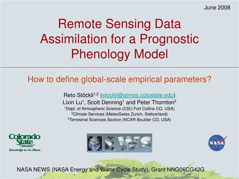 PPT Remote Sensing Data Assimilation For A Prognostic Phenology Model PowerPoint Presentation