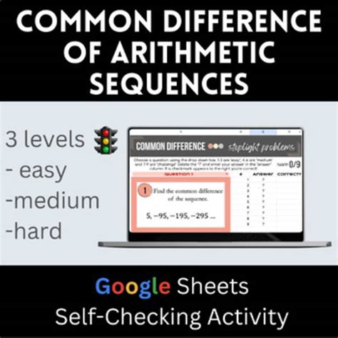 Arithmetic Sequences Finding Common Difference Digital Practice