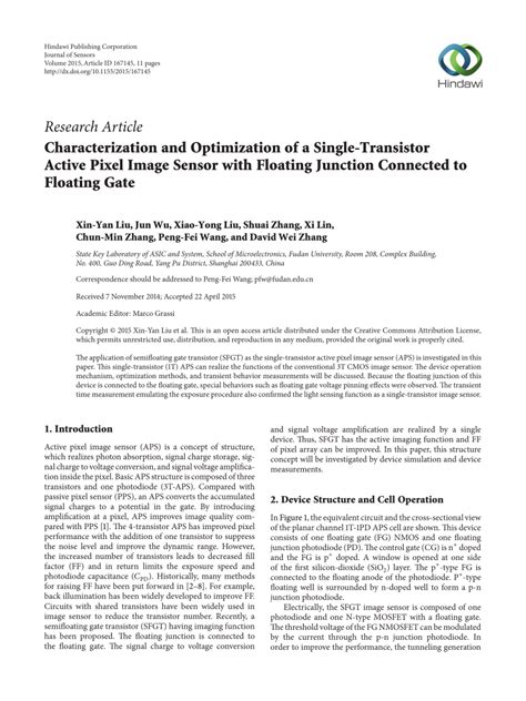 Pdf Characterization And Optimization Of A Single Transistor Active Pixel Image Sensor With