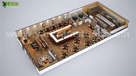 Fully Modern Bar 3d Floor Plan Design Ideas By Yantram Architectural