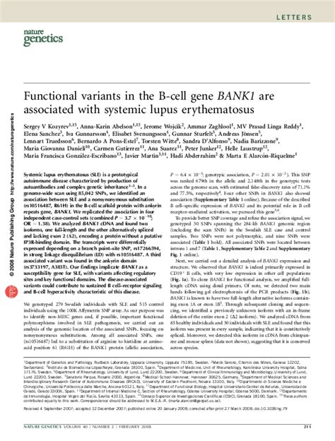 Pdf Corrigendum Functional Variants In The B Cell Gene Bank1 Are Associated With Systemic