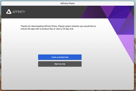 Affinity Is Asking For Start A Free Trial After Install The Latest Version 1 10 4 On Mac Pre