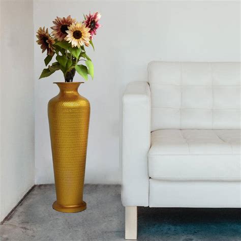 Gold Floor Vase With Flowers At Kathaleen Velasquez Blog