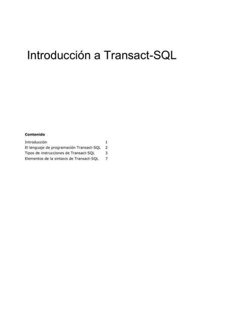 Introducción A Transact Sql