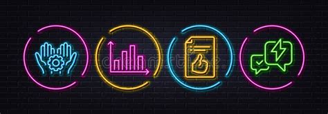 Employee Hand Diagram Graph And Approved Document Minimal Line Icons