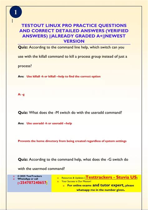 Testout Linux Pro Practice Questions And Correct Detailed Answers Verified Answers Already