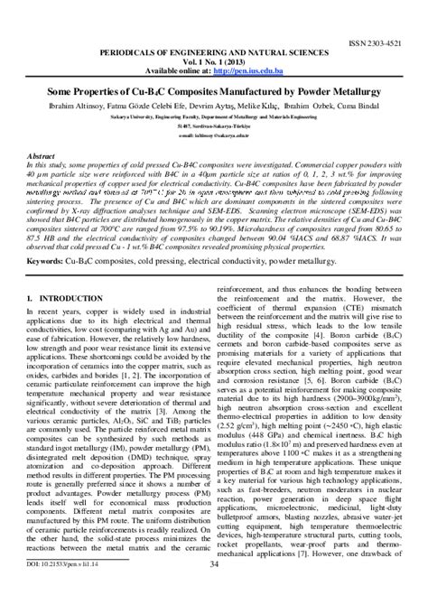 Pdf Some Properties Of Cu B4c Composites Manufactured By Powder Metallurgy